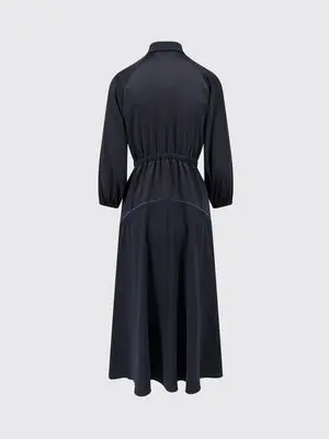 Max Mara Long-sleeved Collared Midi Dress With Drawstring Waist