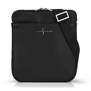 LUIS STEVEN Sporty Messenger Pebble Leather Cross Body Bag - Black