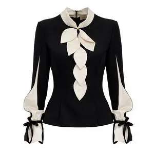 JULIA ALLERT Fitted Blouse With Floral Detail - Black
