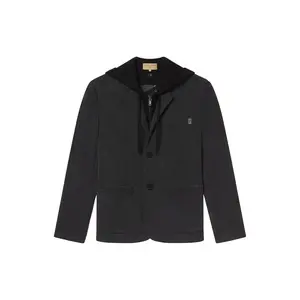 WESTON JON BOUCHER Atticus Slim Fit Blazer W/removable Hoodie Layer Dark Smoke