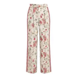 MAVLO Floral Linen Palazzo Trousers