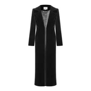 ROQAIA FASHION HOUSE Velvet Tailored Long Coat - Black