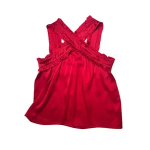 LINDSAY NICHOLAS NEW YORK Silk Jackie Criss Cross Top - Red