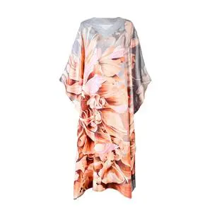 SILK&SOUL Kaftan Dress In Coral - Orange