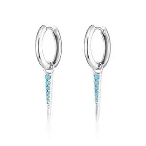SCREAM PRETTY Turquoise Spike Charm Hoop Earrings - Silver