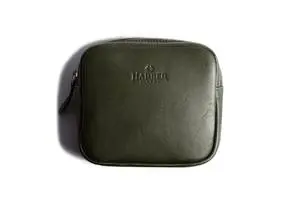 HARBER LONDON Premium Full Grain Leather Dopp Kit - Green