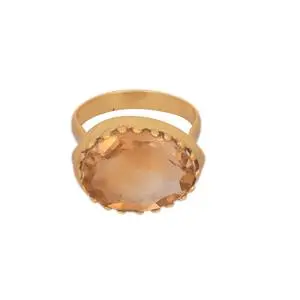 OPIUM JEWELS Neutrals / Tudor Rose Cocktail Ring Citrine - Gold