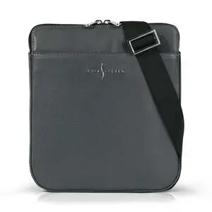 LUIS STEVEN Sporty Messenger Pebble Leather Bag - Grey
