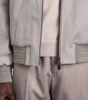 Isaia Lambskin Varsity Bomber Jacket