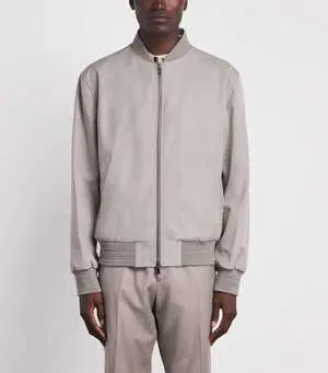 Isaia Lambskin Varsity Bomber Jacket