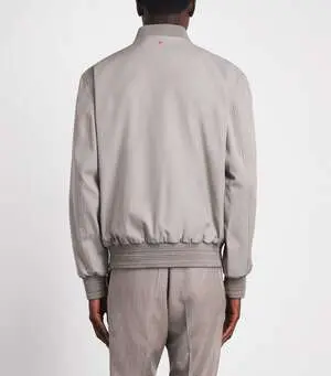 Isaia Lambskin Varsity Bomber Jacket