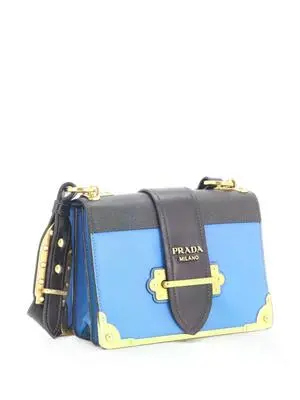 Prada Cahier Leather And Saffiano Leather Small Crossbody Bag - Black