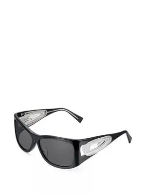 YVMIN Hair-clip Rectangle-frame Sunglasses - Black