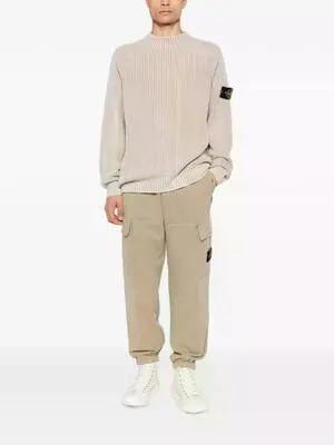 Stone Island Ribbed-knit Logo-patch Sweater - Neutrals