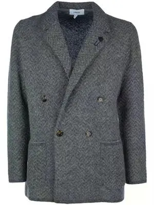 LARDINI Mélange Effect Knitted Double-breasted Blazer