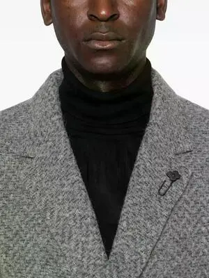 LARDINI Mélange Effect Knitted Double-breasted Blazer