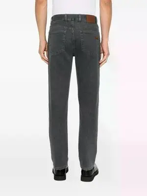 Zegna Straight-leg Jeans With Rear Logo Patch - Grey