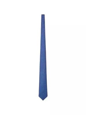 Kiton Geometric-print Silk Tie - Blue