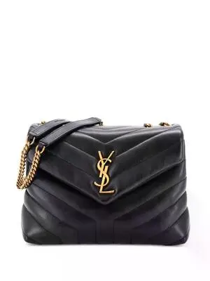 Saint Laurent Loulou Matelassé Chevron Leather Small Shoulder Bag - Black