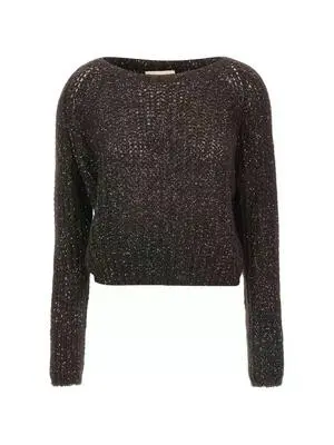 KAOS Sequin-embellished Openwork-knit Sweater - Black