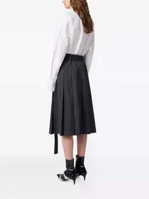 MSGM Belted Pleated Midi Skirt
