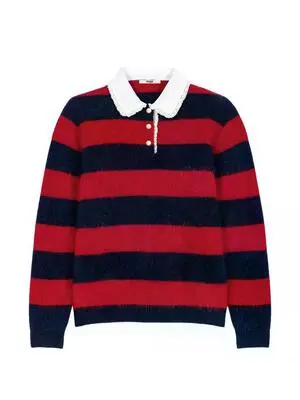 Maje Fluffy Jumper With Poplin Collar