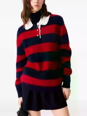 Maje Fluffy Jumper With Poplin Collar