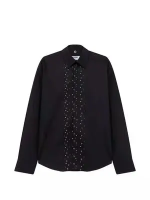 MSGM Crystal-embellished Logo-embroidered Shirt