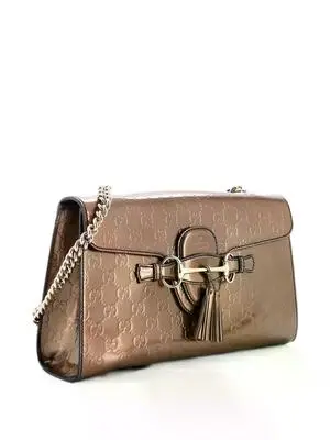 Gucci Emily Chain Flap Bag Guccissima Patent Medium Shoulder Bag - Brown