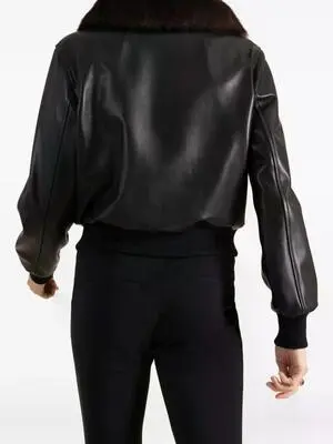 SUSAN BENDER Shearling-collar Leather Jacket
