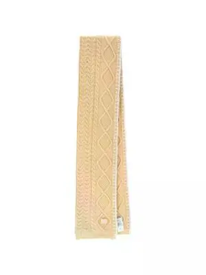 Miu Miu Cable-knit Embroidered Scarf - Neutrals