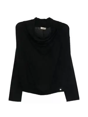 Herno Cowl Neck Long Sleeve Sweater - Black
