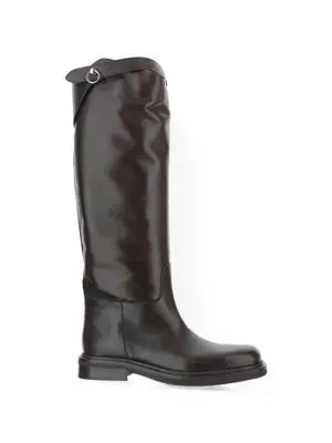 POEVE Buckled Leather Knee-high Boots - Brown