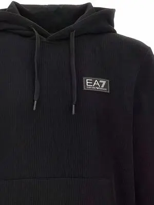 EA7 Ribbed Logo-patch Hoodie