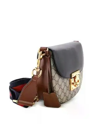 Gucci Padlock Saddle Shoulder Bag In Gg Coated Canvas And Leather - Black
