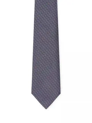 Kiton Geometric-print Silk Tie - Blue