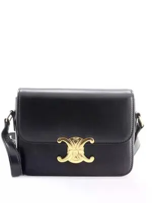 Celine Triomphe Shoulder Bag In Smooth Calfskin - Black
