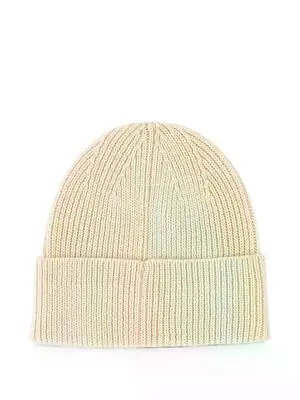 EA7 Ribbed Knit Beanie Hat - Neutrals