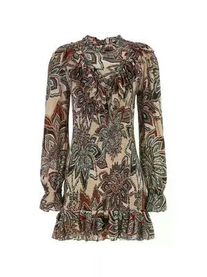 Farm Rio Tapestry Ruffled Smocked Dress