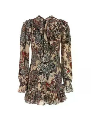Farm Rio Tapestry Ruffled Smocked Dress