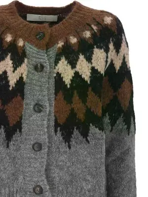 TELA Argyle Knit Button-front Cardigan