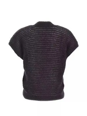 Eleventy Sleeveless Openwork-knit Cardigan