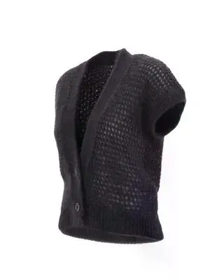 Eleventy Sleeveless Openwork-knit Cardigan