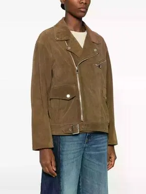 VICOLO Belted Biker Leather Jacket