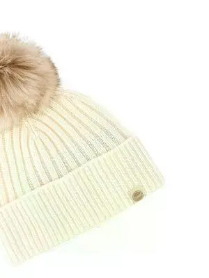 COLMAR Faux-fur Pompom Ribbed Beanie Hat