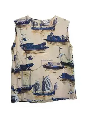 Hermès 1990s Jonques & Sampas Sleeveless Top - Neutrals