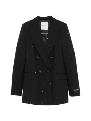 Ermanno Scervino Wool Double-breasted Jacket - Black