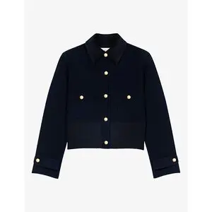 Maje Button-embellished Double-faced Wool-blend Jacket