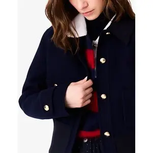 Maje Button-embellished Double-faced Wool-blend Jacket