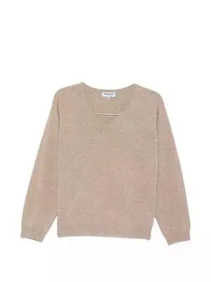 LA PISCINE V-neck Fine Knit Sweater - Neutrals